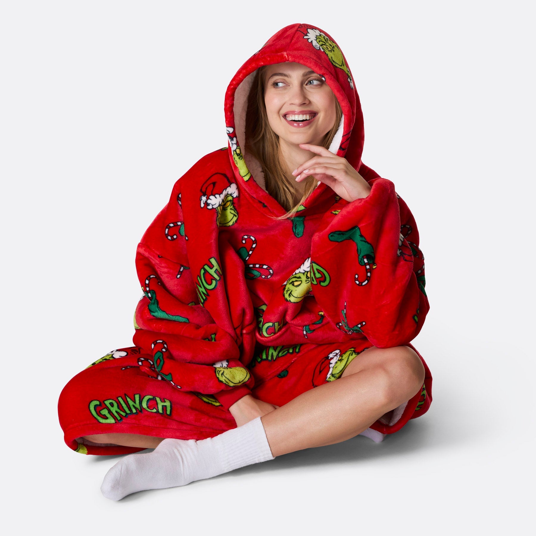 The Grinch Rød HappyHoodie – SillySanta.dk