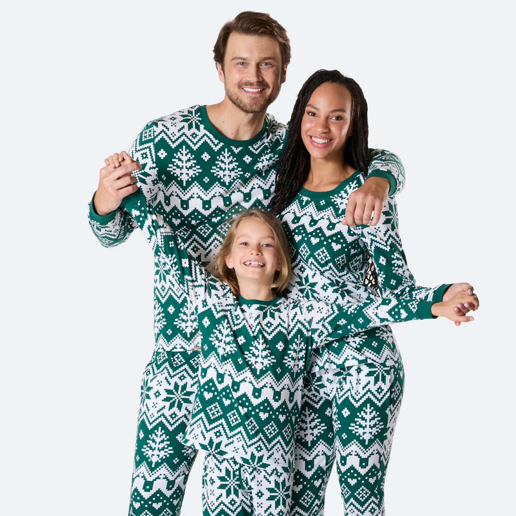 Julestrik Grøn Julepyjamasser Familie – SillySanta.dk
