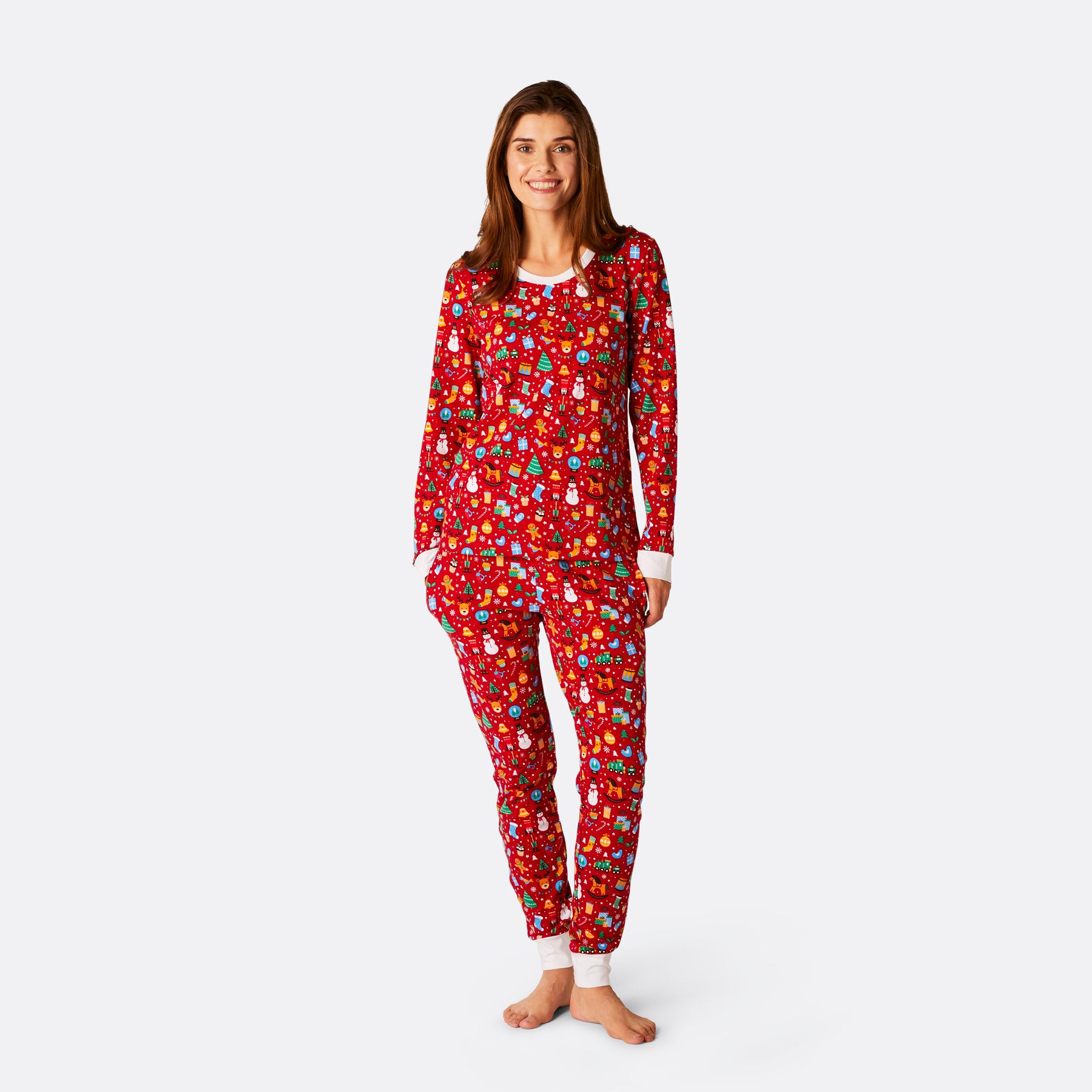 Juledrøm Rød Julepyjamas Dame – SillySanta.dk