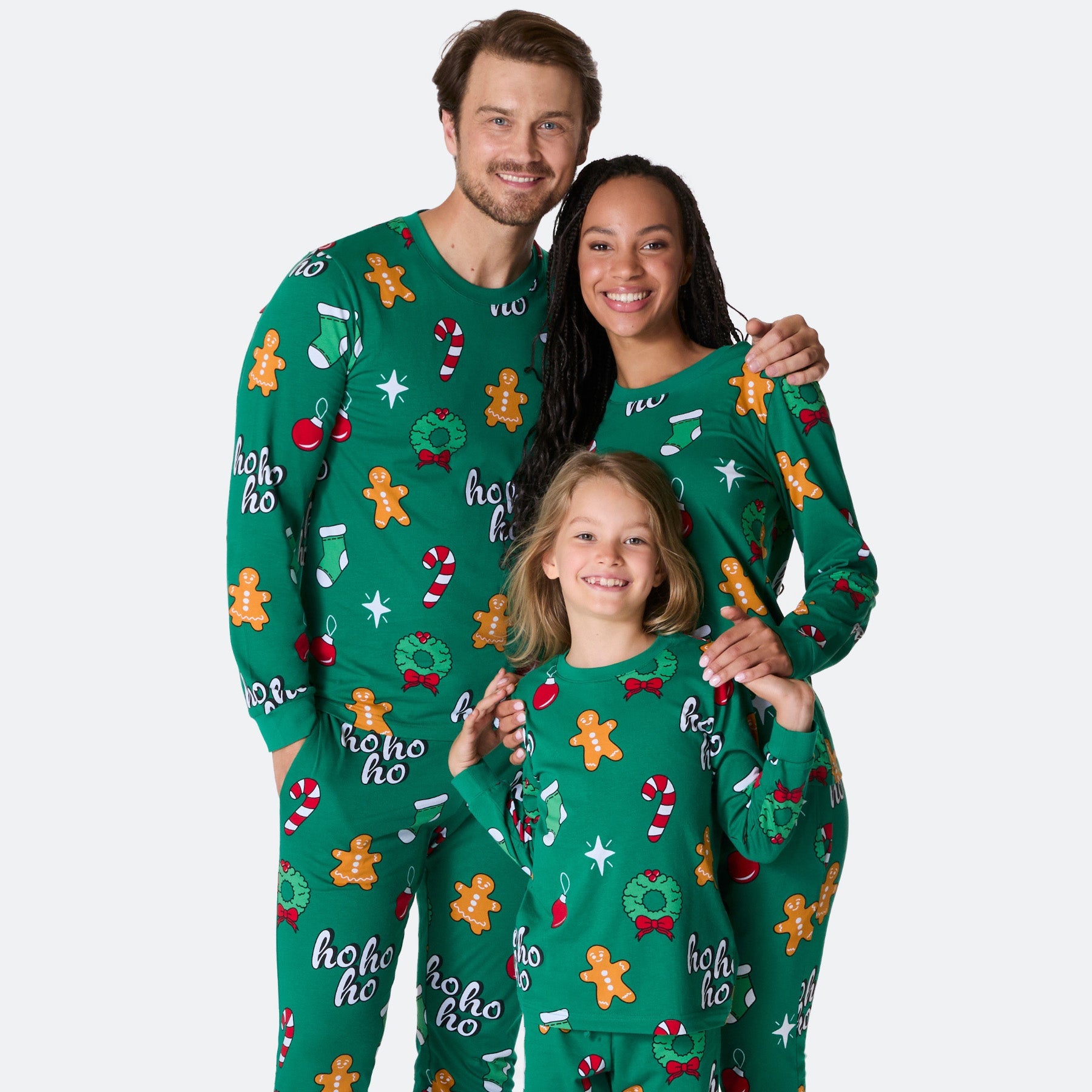 Hohoho Grøn Julepyjamasser Familie – SillySanta.dk