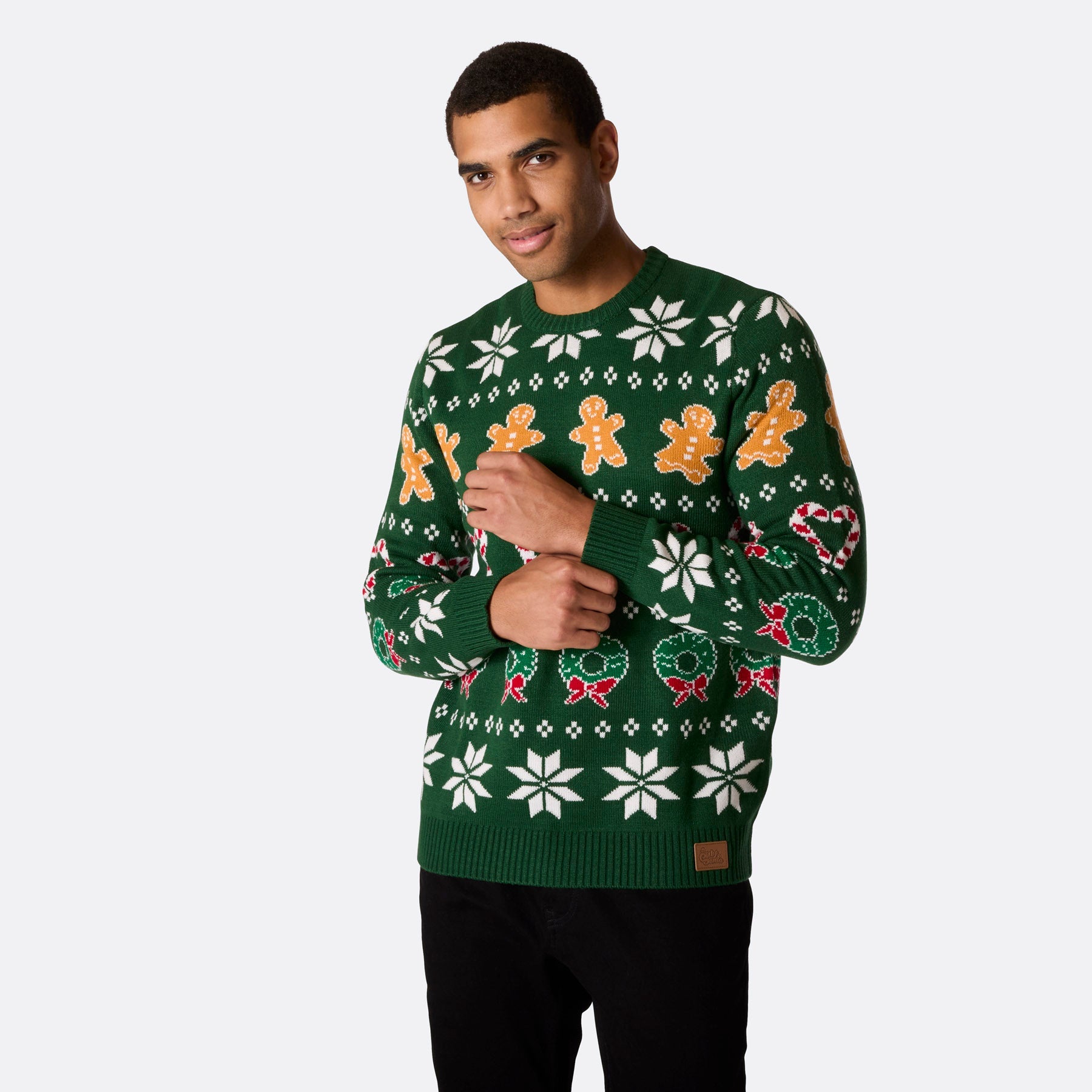 Grøn Familie Julesweater Herre – SillySanta.dk