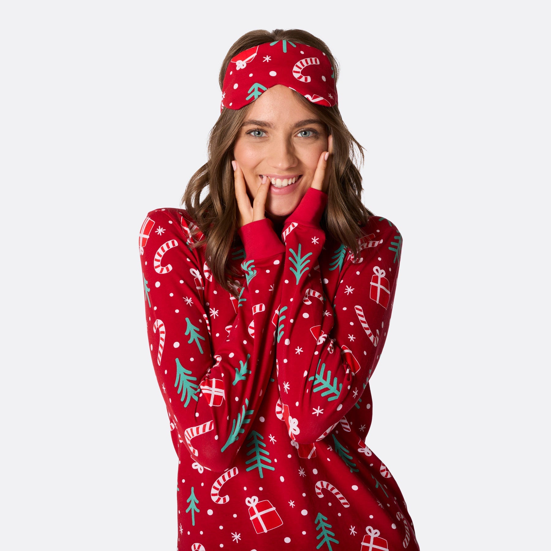 Rød Julemønster Sovemaske – SillySanta.dk