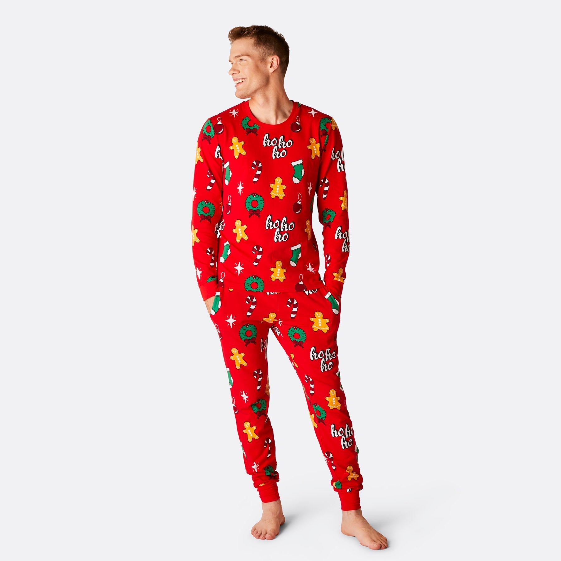 Hohoho Rød Julepyjamas Herre – SillySanta.dk