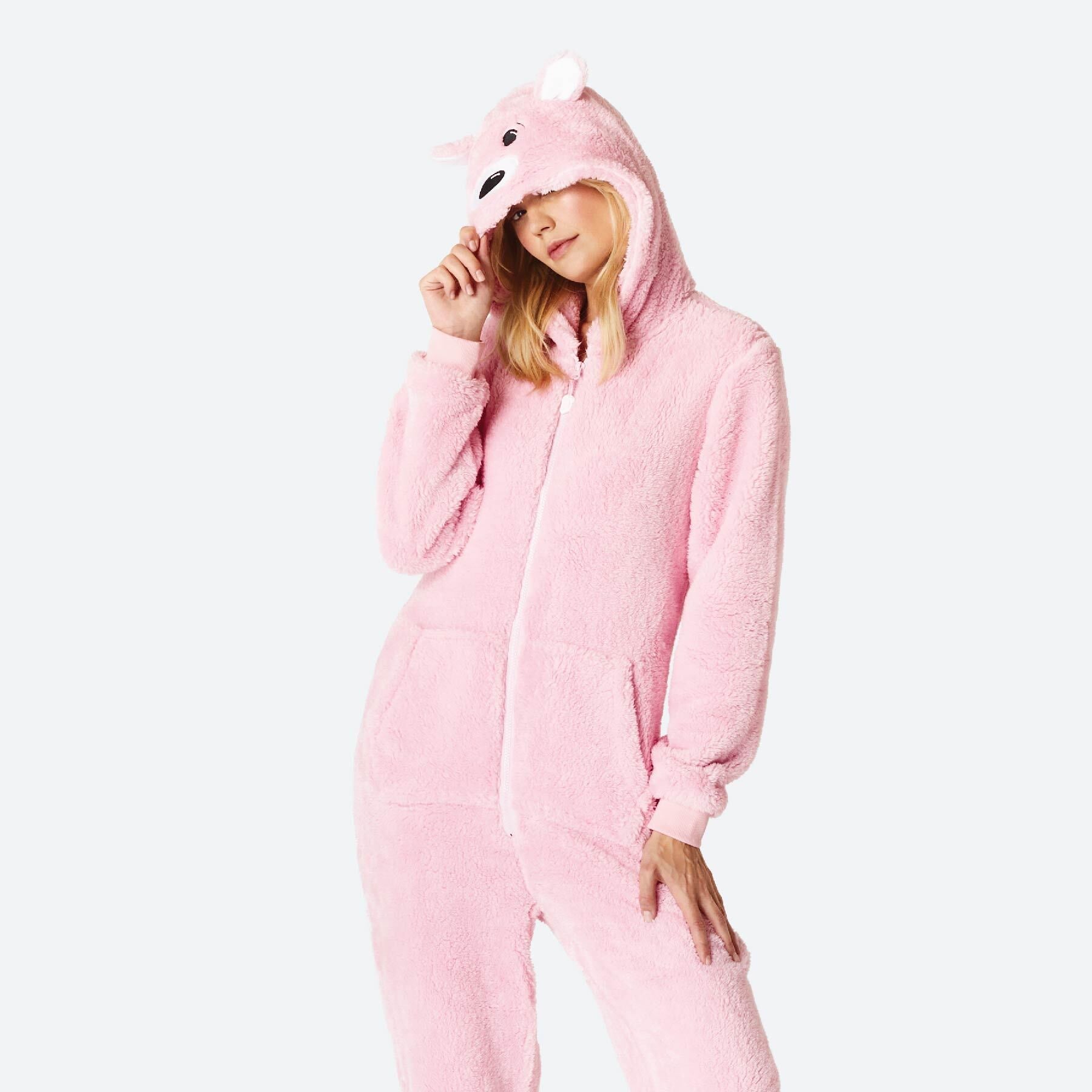 Pink Bamsebjørn Onesie Dame – SillySanta.dk