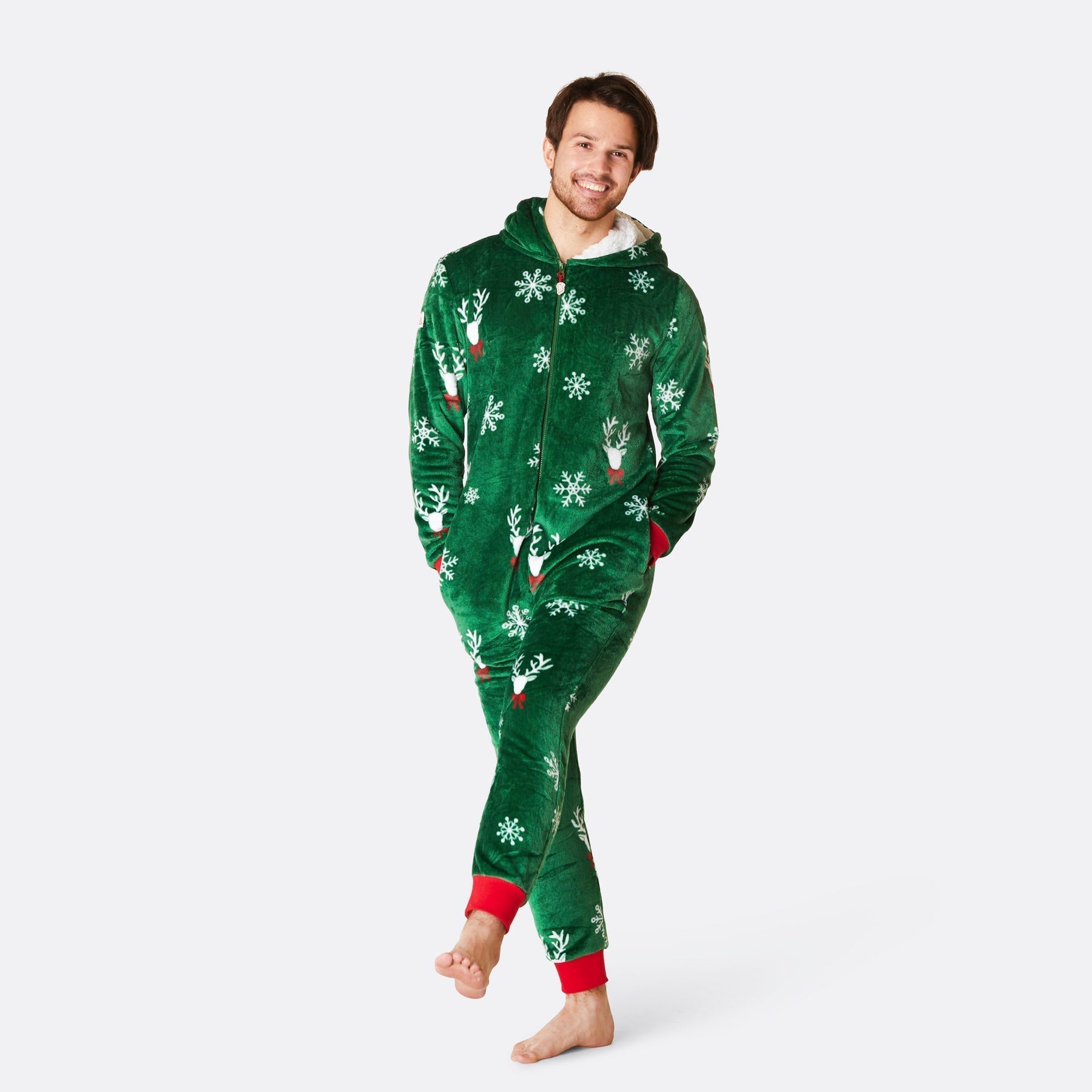Rensdyr Grøn Onesie Herre – SillySanta.dk